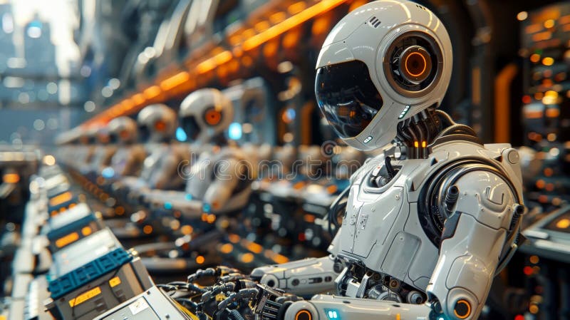 Robot Production Line Where Products are Manufactured by AI Robots ...