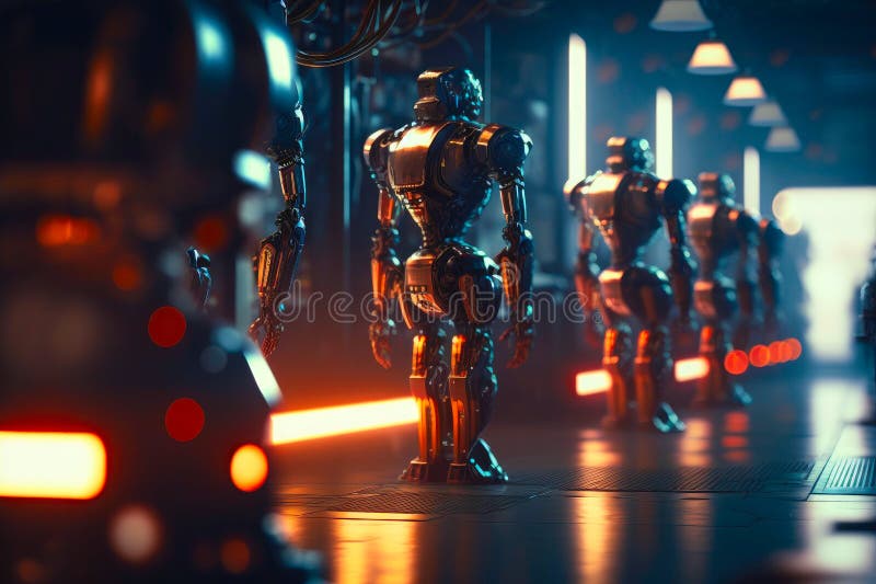 Robot Production Plant, Created with Generative AI Technology Stock ...