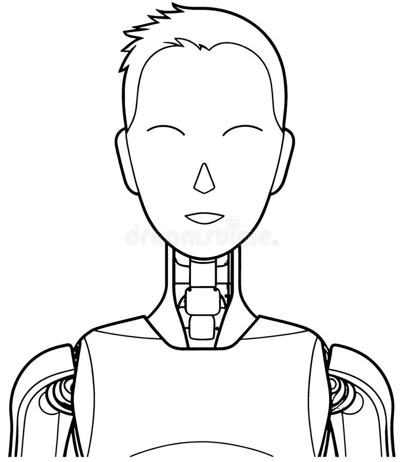 Robot Profile Outline Drawing Stock Illustration - Illustration of ...