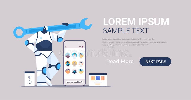 Robot Programmer Holding Wrench Robotic Developer Optimizes Software ...