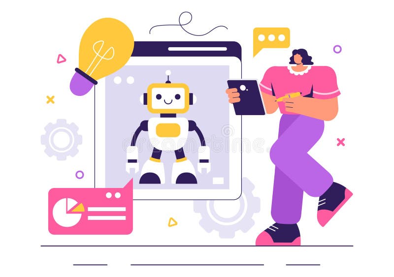 Robot Programming Vector Illustration Featuring an Artificial ...