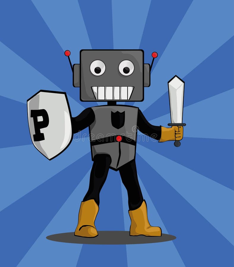 MAn with Shield protector stock vector. Illustration of approved - 35587368