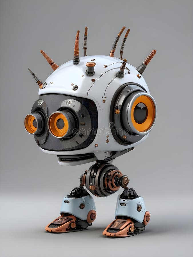 Robot with a Punk Hairstyle and Lenses for Eyes Stock Illustration ...