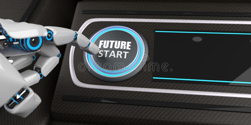 Robot Button Future Start Display Stock Illustration - Illustration of ...