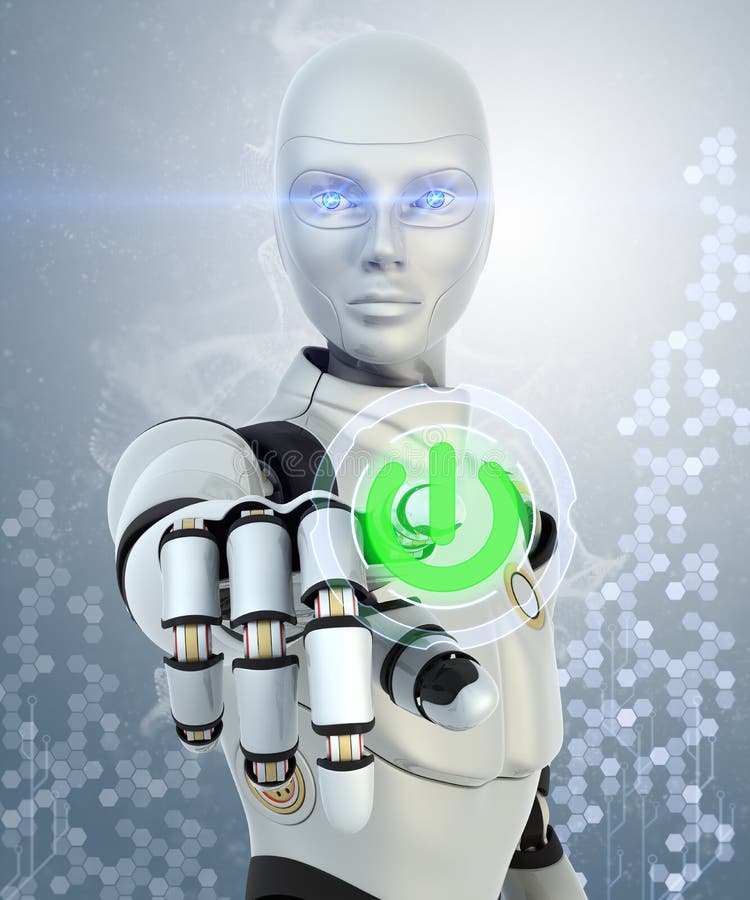 Robot Pushing Power Button Stock Illustrations – 16 Robot Pushing Power ...