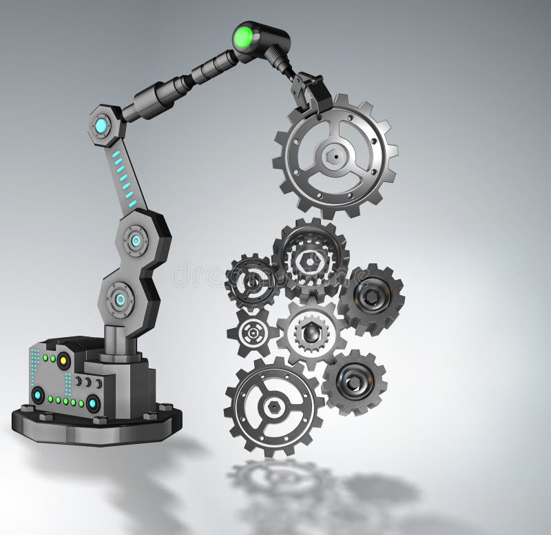Robot Arm Putting Wooden Cube To Align Wording of ECO, Automatic Farm ...