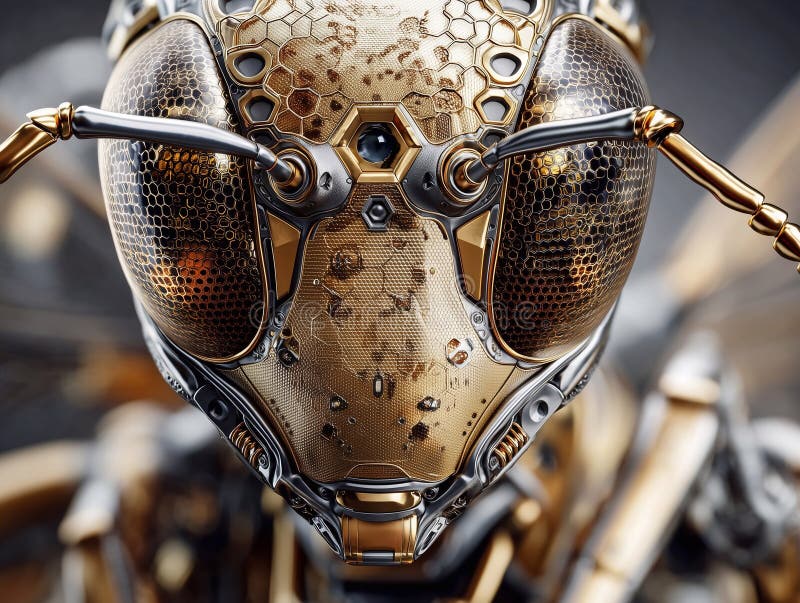 Robot Queen Bee Made of Gold Stock Illustration - Illustration of queen ...