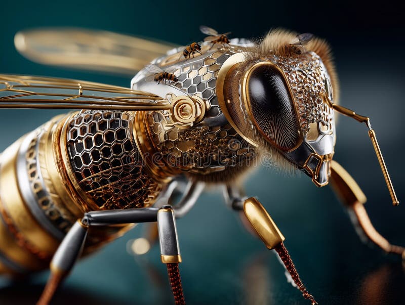 Robot Queen Bee Made of Gold Stock Illustration - Illustration of wild ...