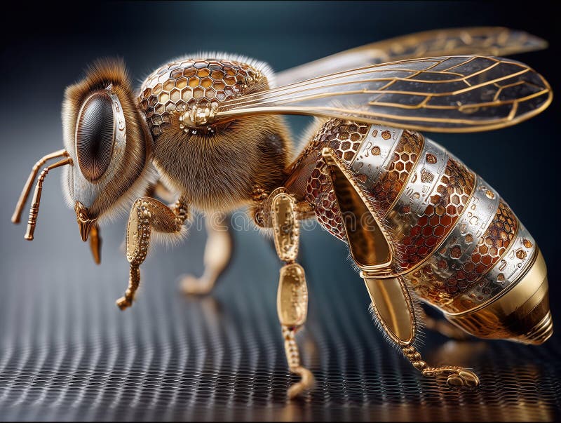 Robot Queen Bee Made of Gold Stock Illustration - Illustration of ...