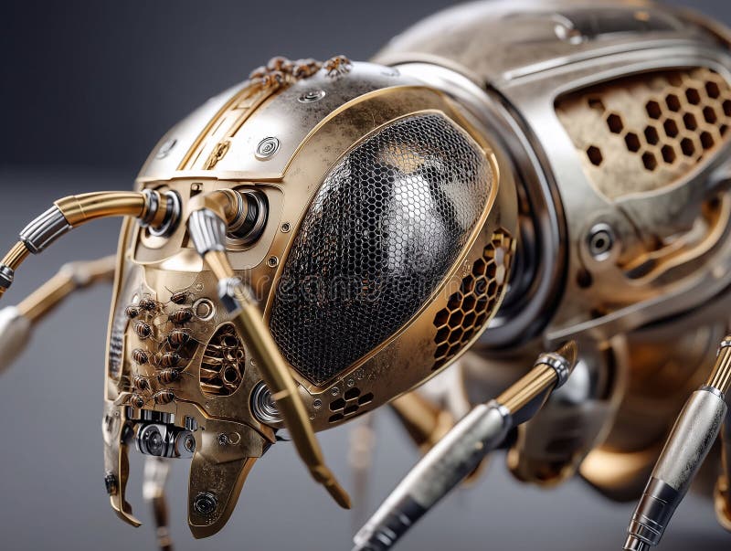 Robot Queen Bee Made of Gold Stock Illustration - Illustration of ...