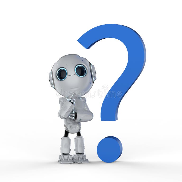 Robot with question mark stock illustration. Illustration of crux ...