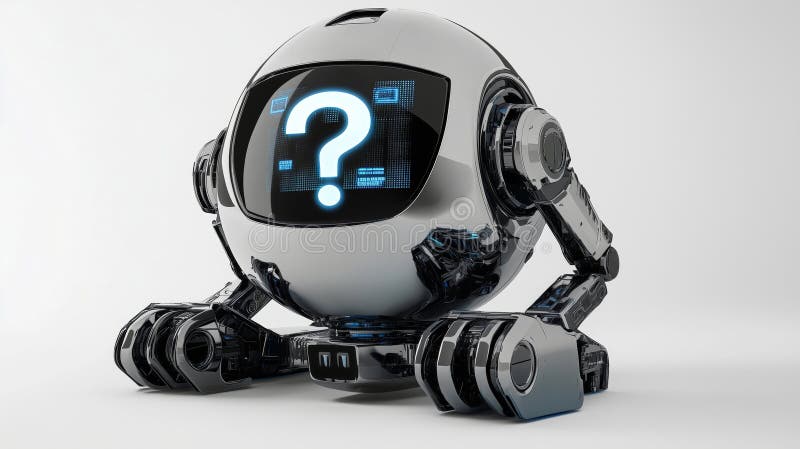 Robot with a Question Mark Symbol Represents Curiosity in Futuristic ...