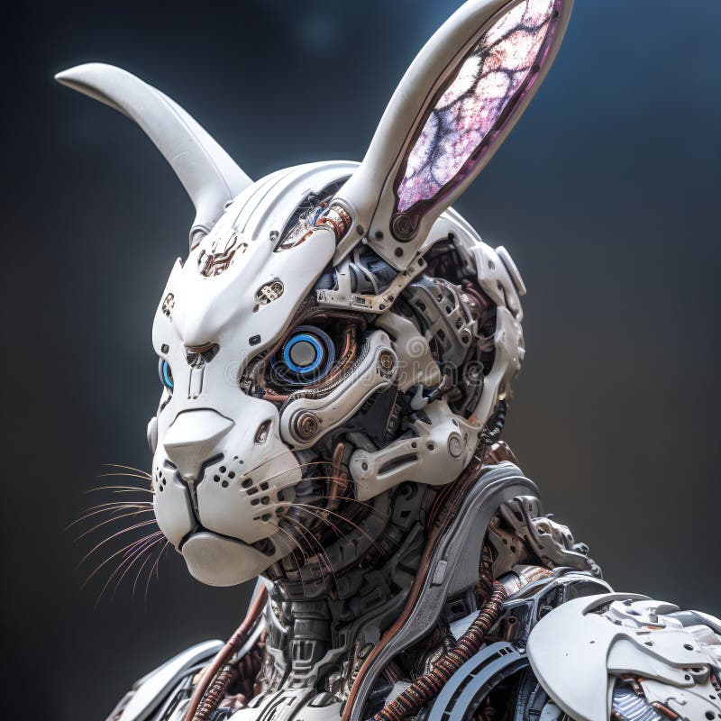 Robot Rabbit Cyborg Character Realistic 3d Stock Photo - Image of robot ...