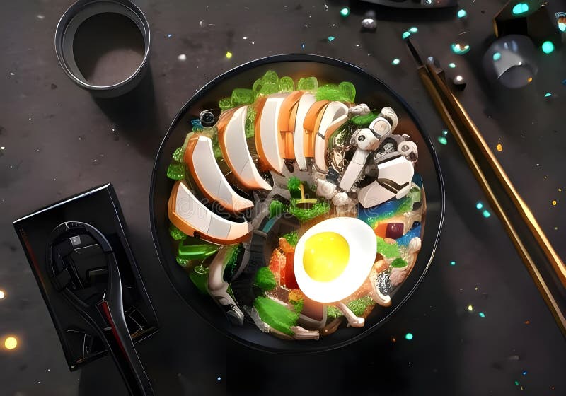 The Robot Ramen Food Style Design AI Model Stock Illustration ...