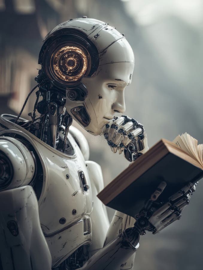 Robot Reading a Book in a Dimly Lit Library, Exploring Knowledge and ...
