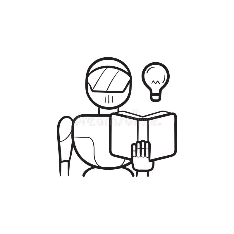 Robot Reading a Book Hand Drawn Outline Doodle Icon. Stock Vector ... Robot Reading a Book Hand Drawn Outline Doodle Icon. Stock Vector ...