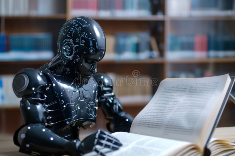 Robot Reading Book and Solving Math Data Analytics, Concept of Future ...