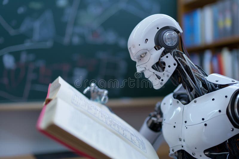 Robot Reading Book and Solving Math Data Analytics, Concept of Future ...