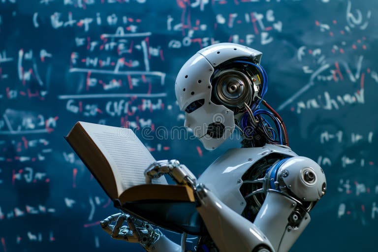 Robot Reading Book and Solving Math Data Analytics, Concept of Future ...