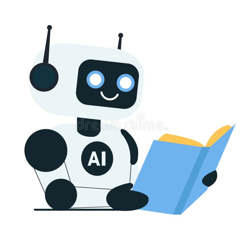 Robot Reading Book at the Table Stock Vector - Illustration of user ...