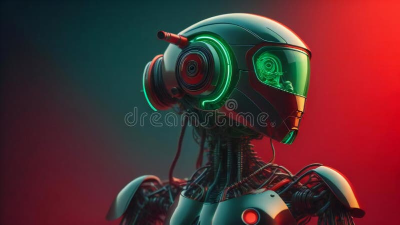 Robot on a Red Background. Generative Ai Stock Illustration ...