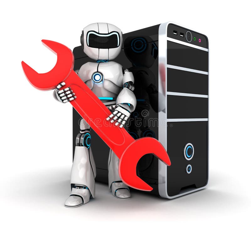 Robot and red key stock illustration. Illustration of render - 44730911