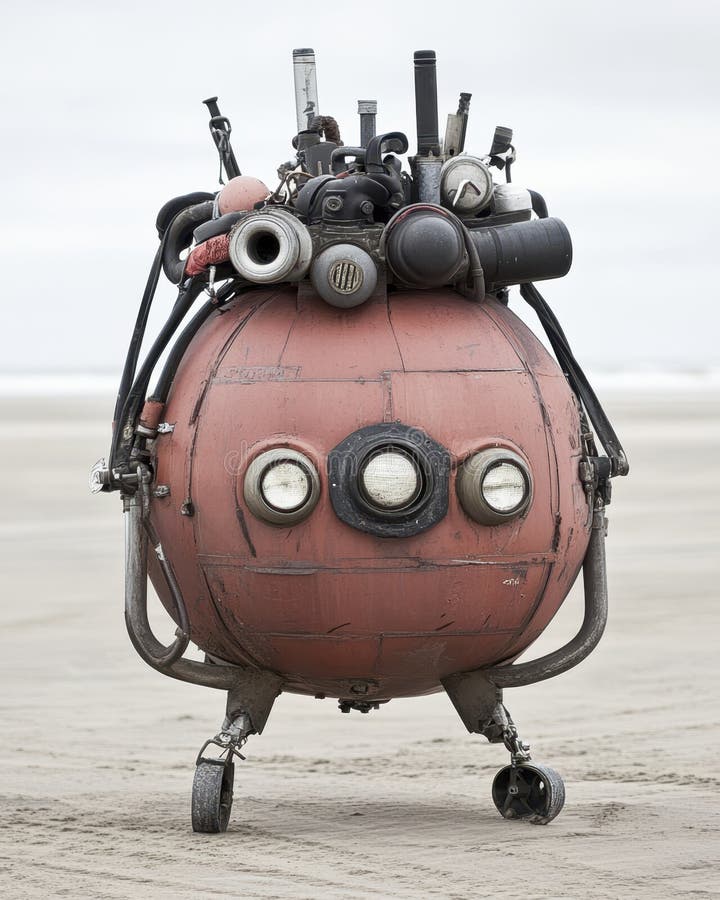 A Robot with a Red Shell and a Lot of Metal Parts on it Stock ...