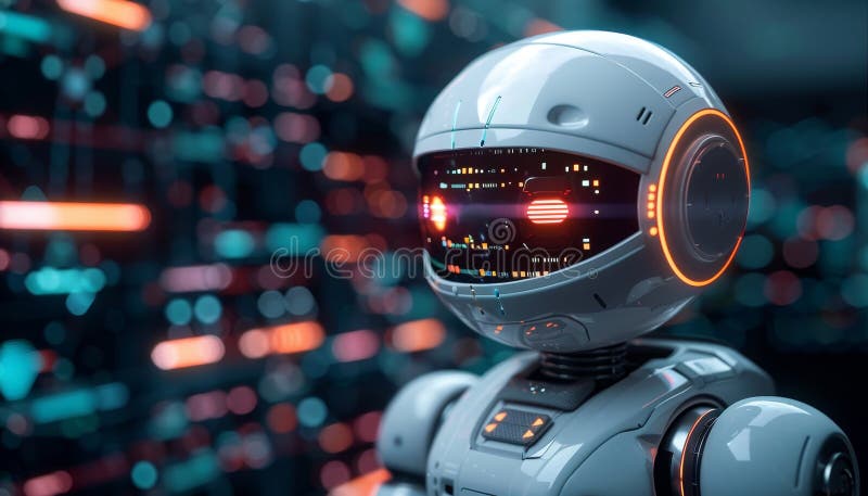 A Robot with Red and White Eyes and a White Head by AI Generated Image ...