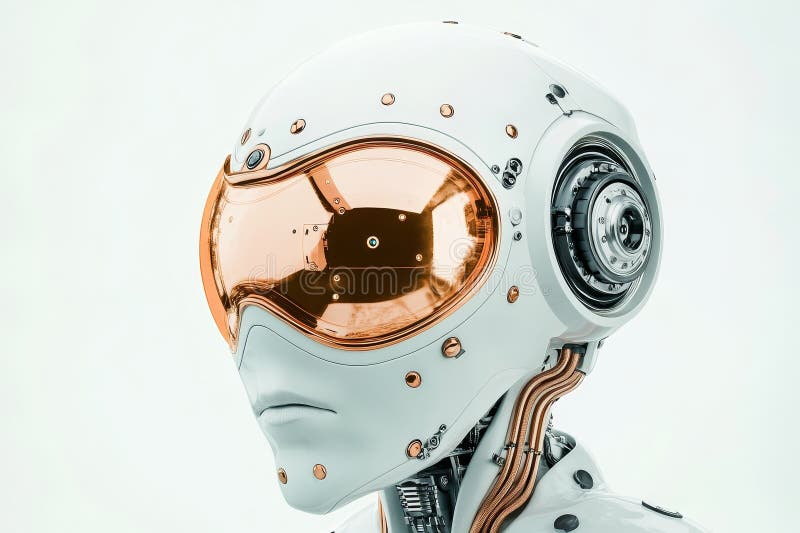 Robot with a Reflective Visor and a Sleek, Chrome Finish Stock Photo ...