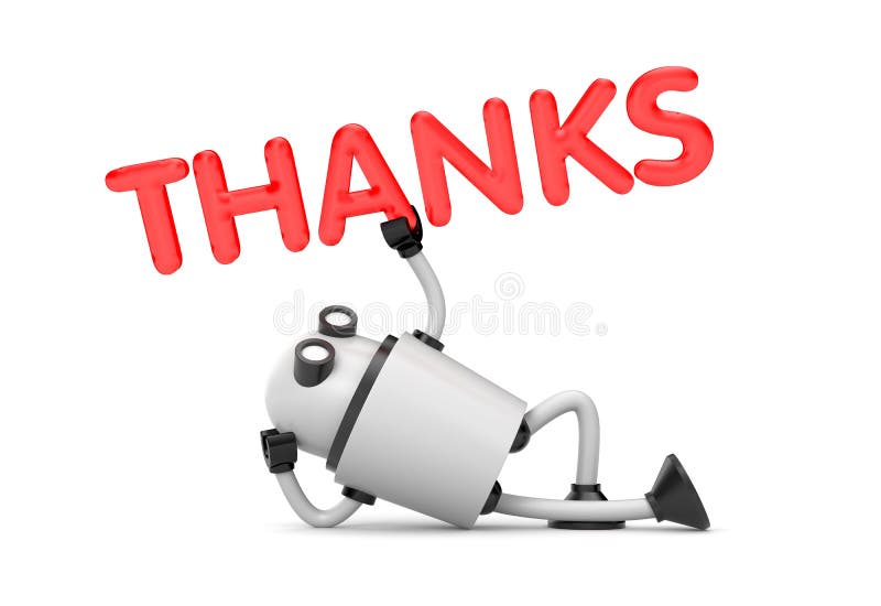 Robot is in a Relaxed Position Holds the Word - Thanks Stock ...