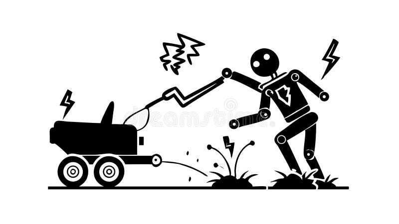 Robot Repairing Itself with Tools, Autonomous Maintenance, Vector ...