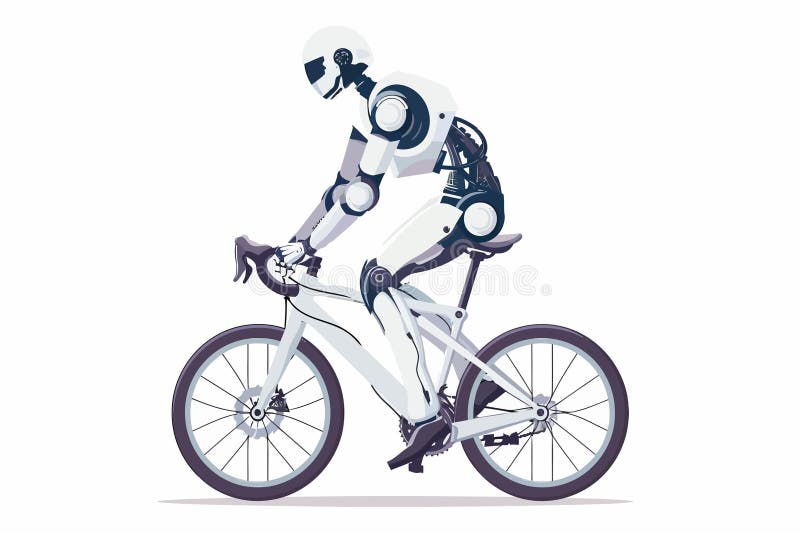 Robot Riding Bicycle Isolated Vector Style Stock Vector - Illustration ...