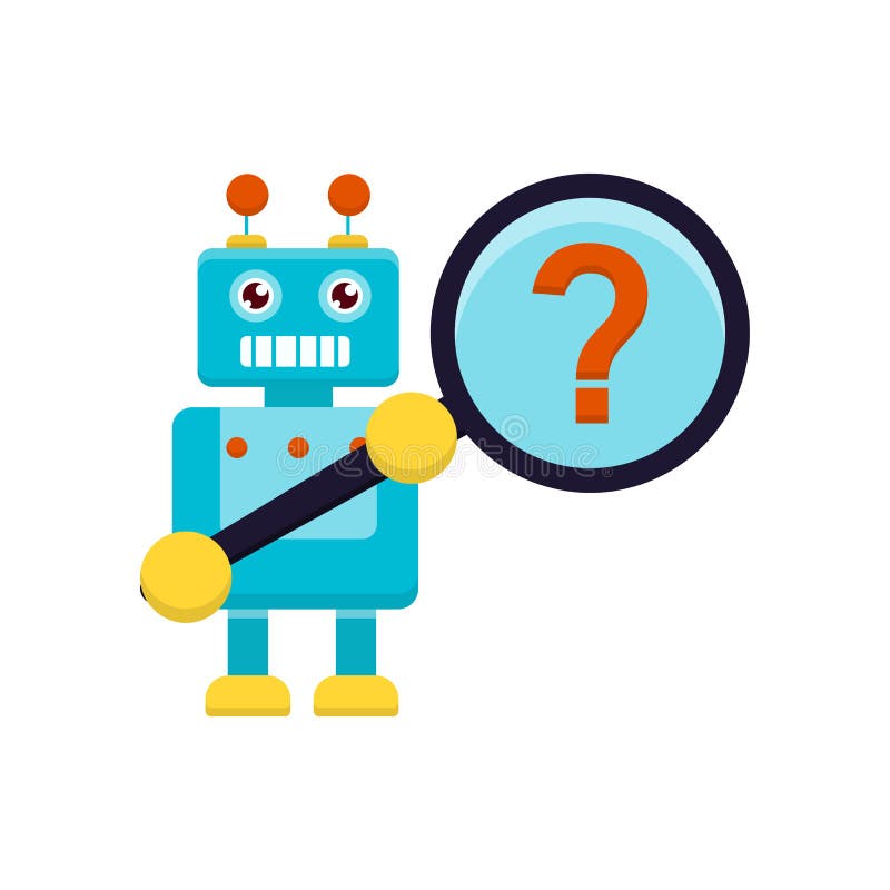 Robot Robotic with Search and Find Something Icon and Illustration ...