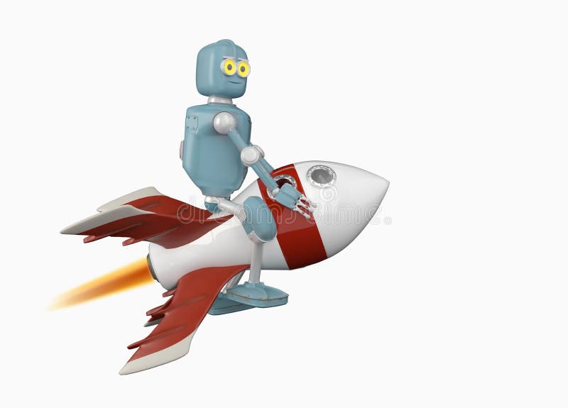 Retro Two Robots with Tin Can Phones. 3d Render Stock Illustration ...