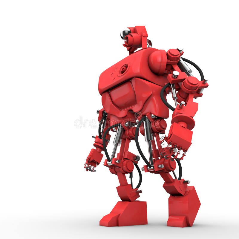 Robot rojo enojado ilustración del vector. Ilustración de acortar ...