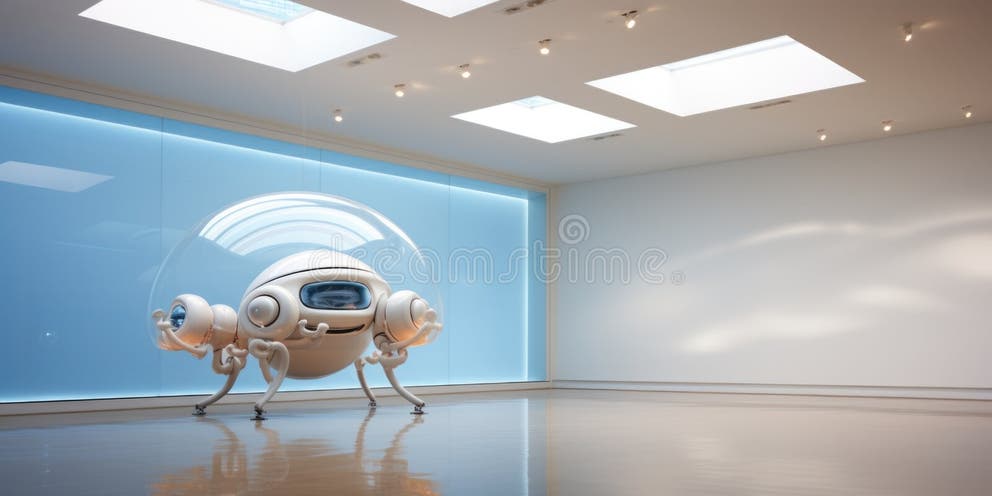 A Robot in a Room with a Skylight, AI Stock Illustration - Illustration ...