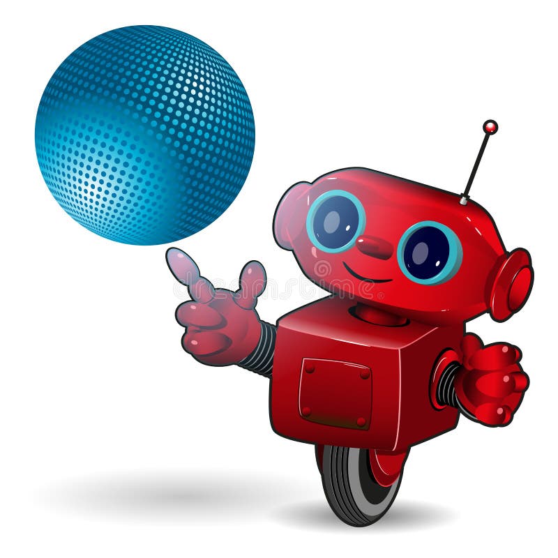 Robot Rouge Avec La Boule Bleue Illustration de Vecteur - Illustration ...