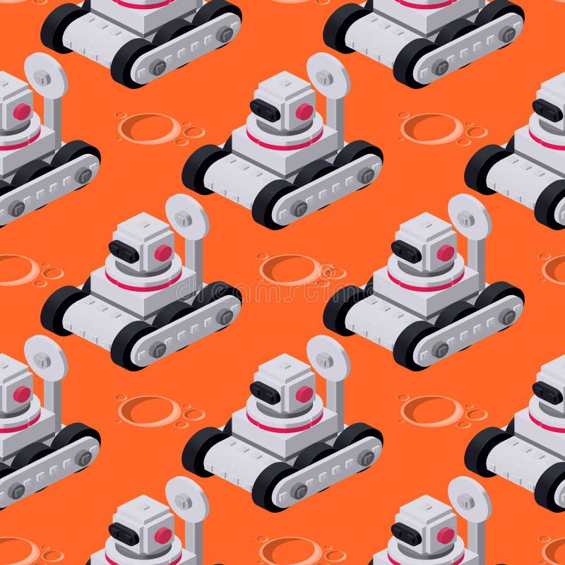 Robot Rover on the Surface of Mars, Seamless Pattern. Vector Clipart ...