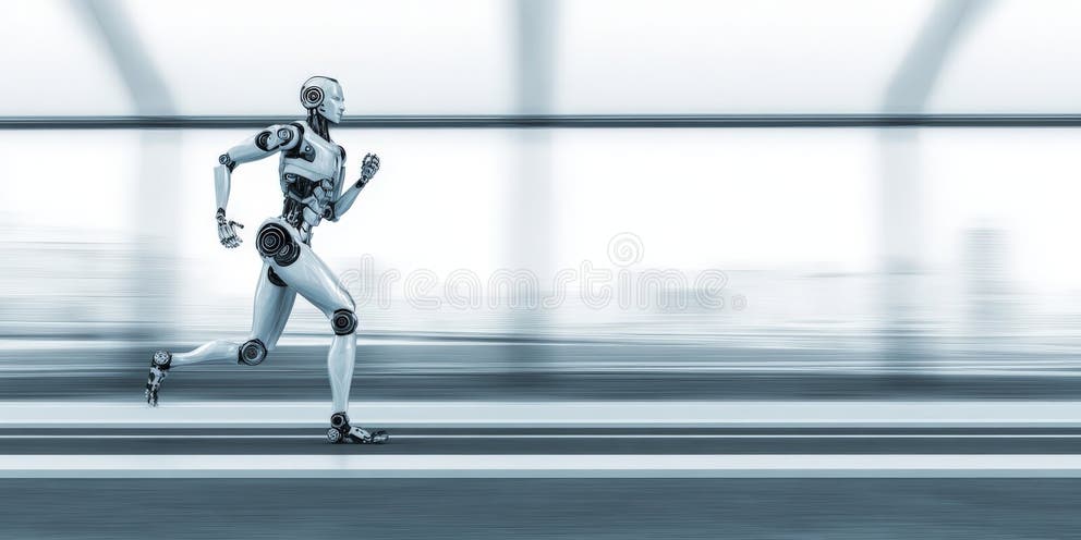 Robot Running at High Speed, Representing Artificial Intelligence ...