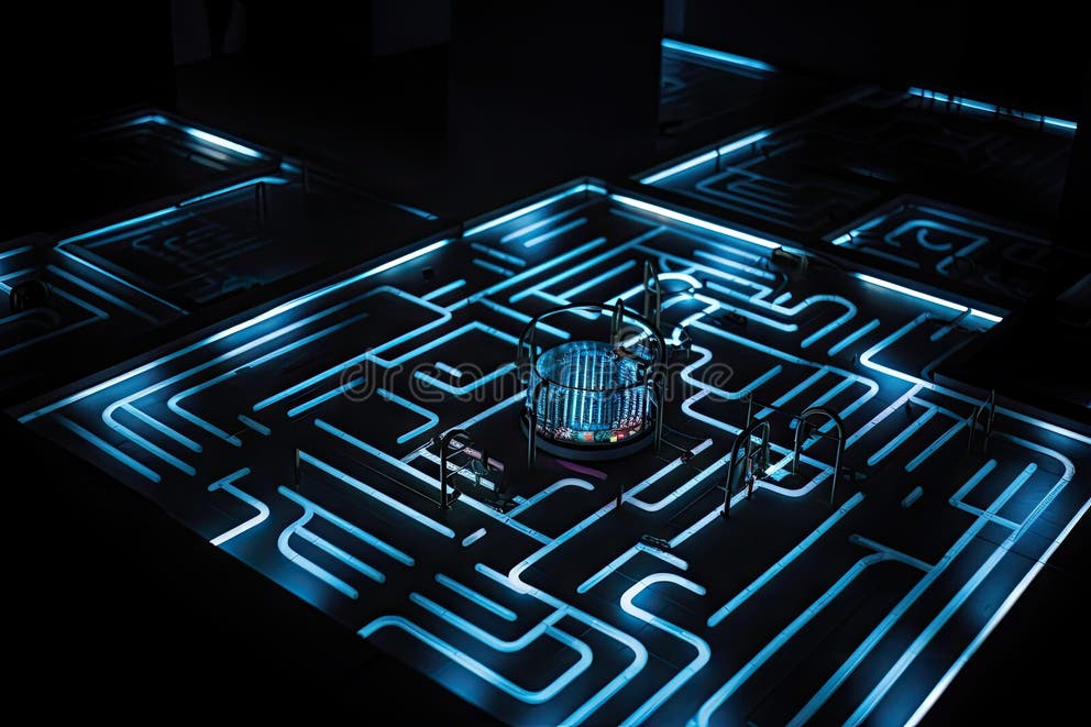 Robot Running Simple Program To Navigate Maze, with Virtual Maze Projected Onto Its Screen Stock ...