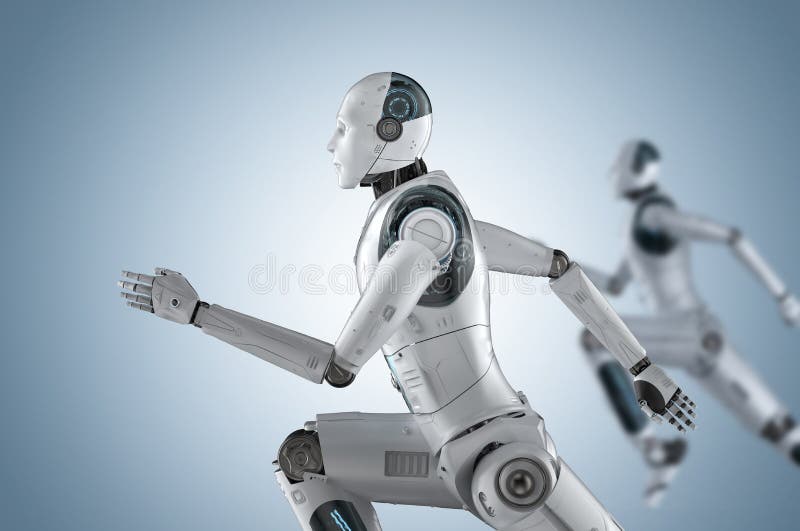 Robot running with speed stock illustration. Illustration of cyborg ...