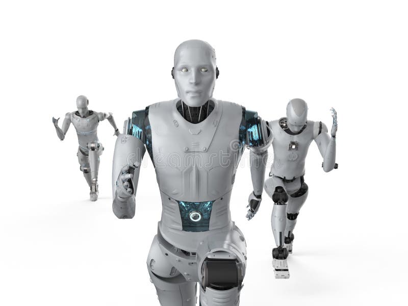 Robot running with speed stock illustration. Illustration of race ...