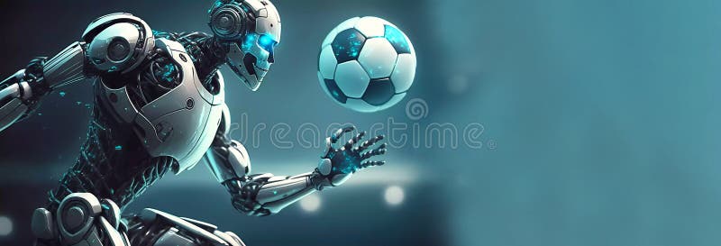 Robot Runs after the Ball. Robot Playing Football. Generative AI. Copy ...