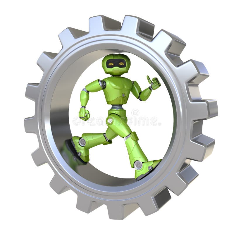 Robot with gear mechanism stock illustration. Illustration of precision ...
