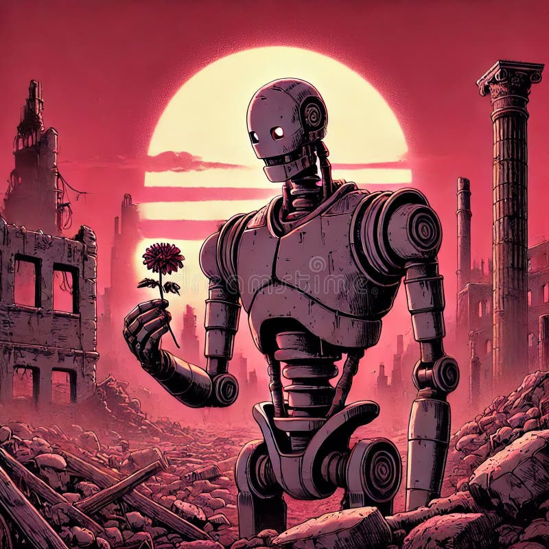 Robotâ€™s Touch of Humanity Stock Illustration - Illustration of bloom ...