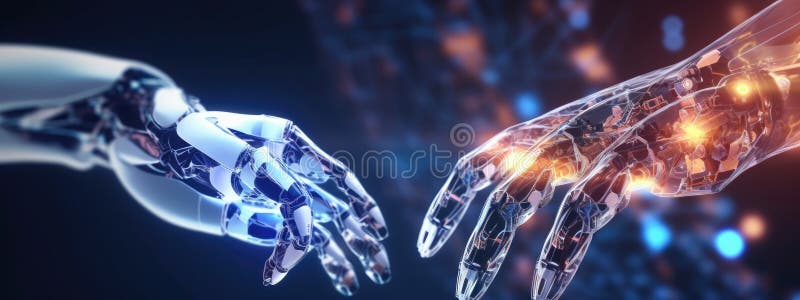 The Robot S Two Hands Touch Each Other. Technology Development ...