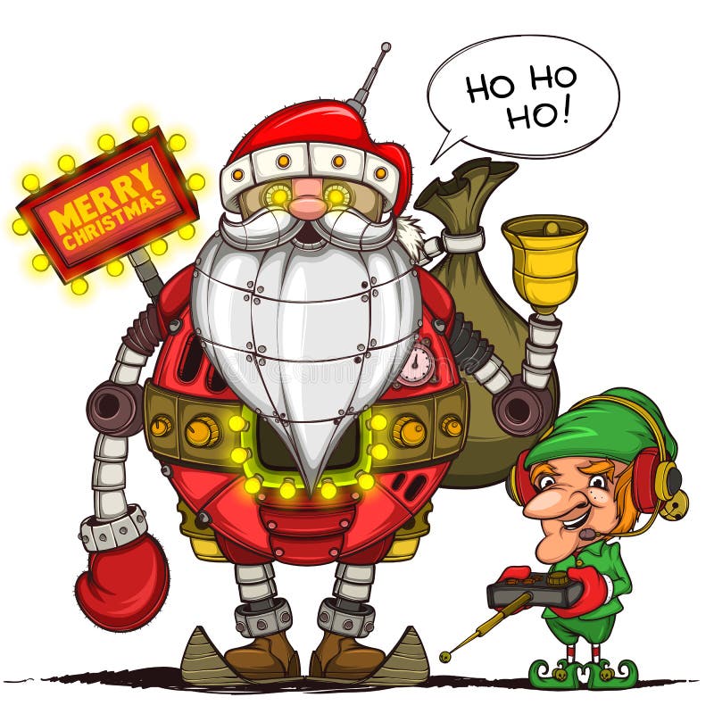 Robot Santa and Elf with Remote Control. Isolated Stock Vector ...