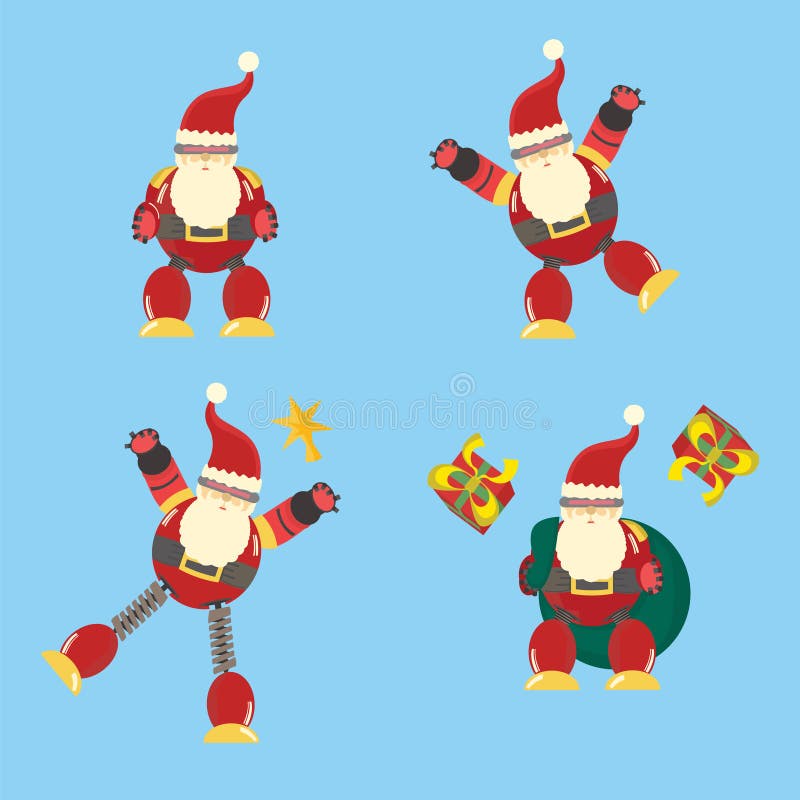 Robot Santa in Flat Design stock illustration. Illustration of cartoon ...