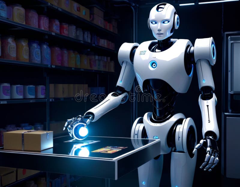 Robot Scanning Products in Warehouse Stock Photo - Image of efficiency ...