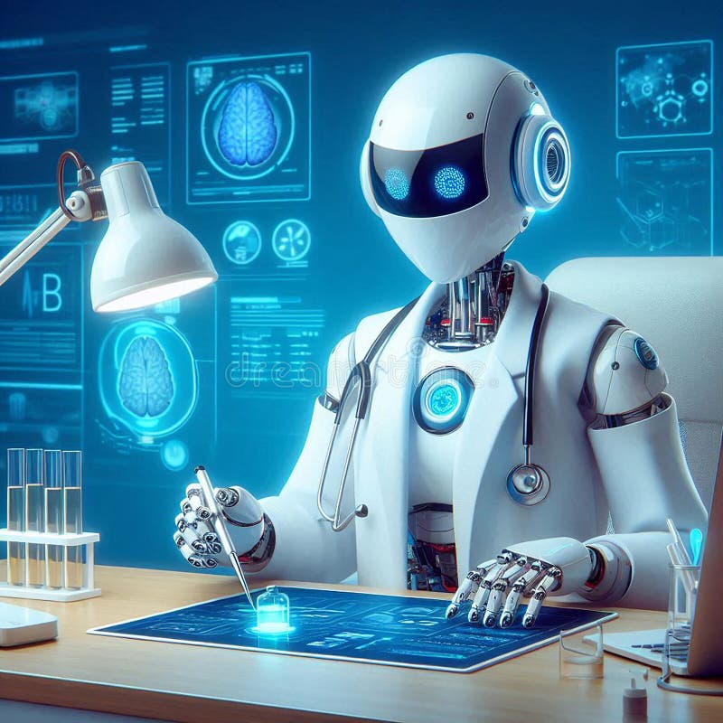 Robot, Scientist, Scientific Developments, Future Stock Illustration ...